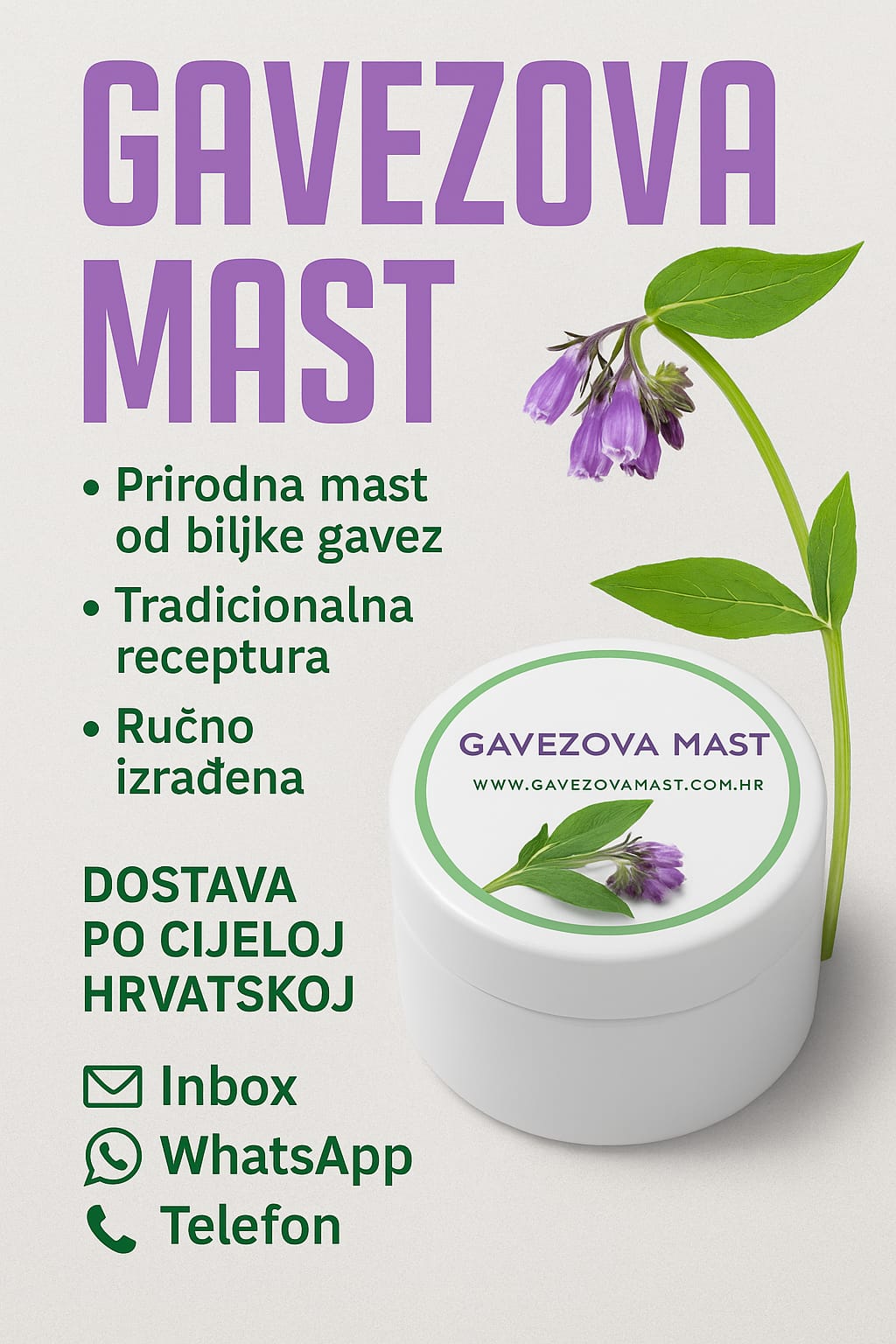 Gavez mast -100% PRIRODNA MAST (KREMA) OD GAVEZA I LJEKOVITIH TRAVA ...